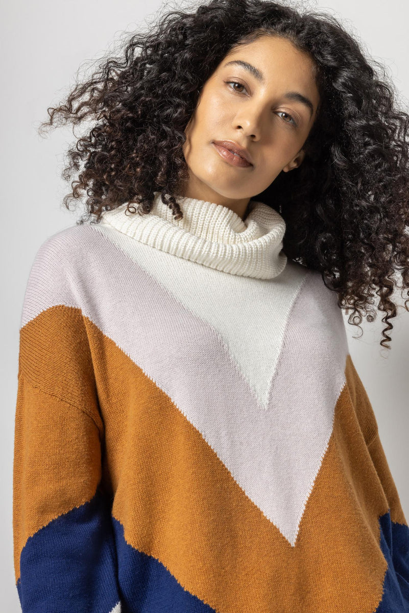 Colorblock Turtleneck Sweater